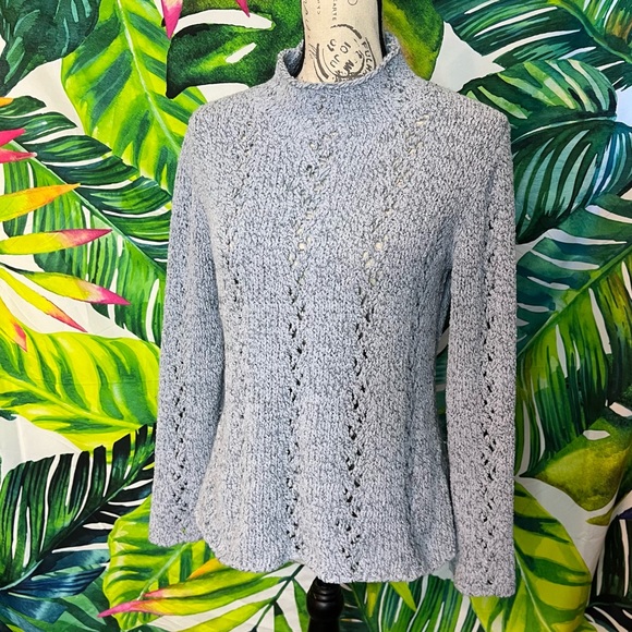 Sigrid Olsen | Sweaters | Sigrid Olsen Medium Ice Pale Blue Pointelle ...
